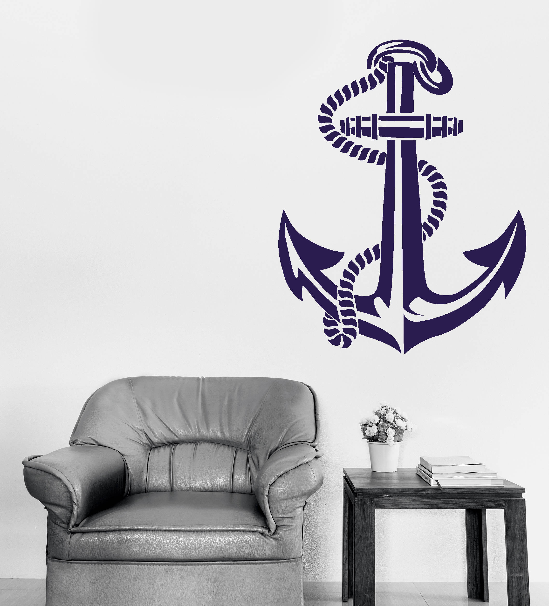 Wall Vinyl Decal Art Nautical Anchor Stencil Sea Ocean | Etsy