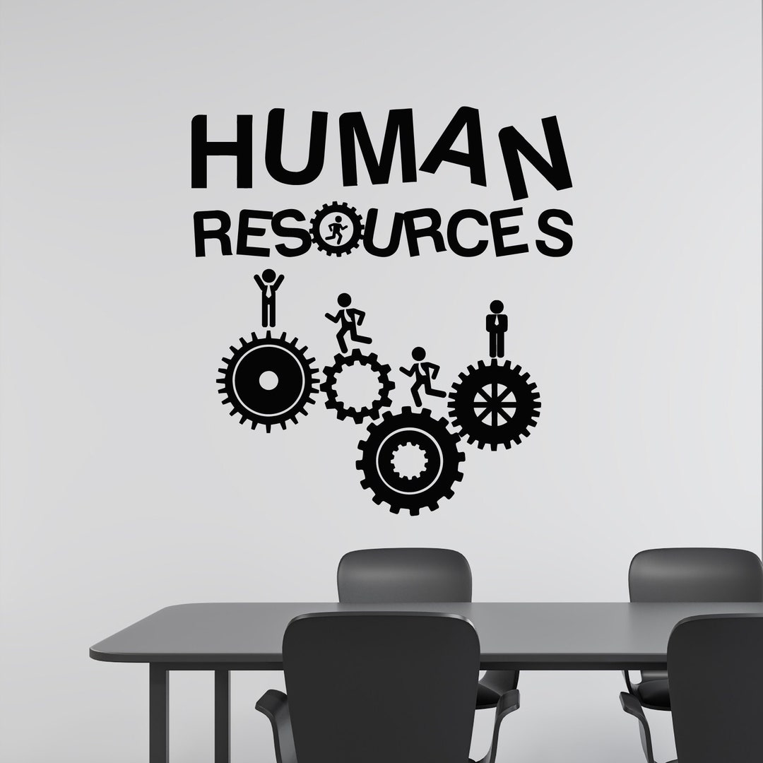 Office Style Vinyl Wall Decal Human Resources Team Gears Stickers Mural ...