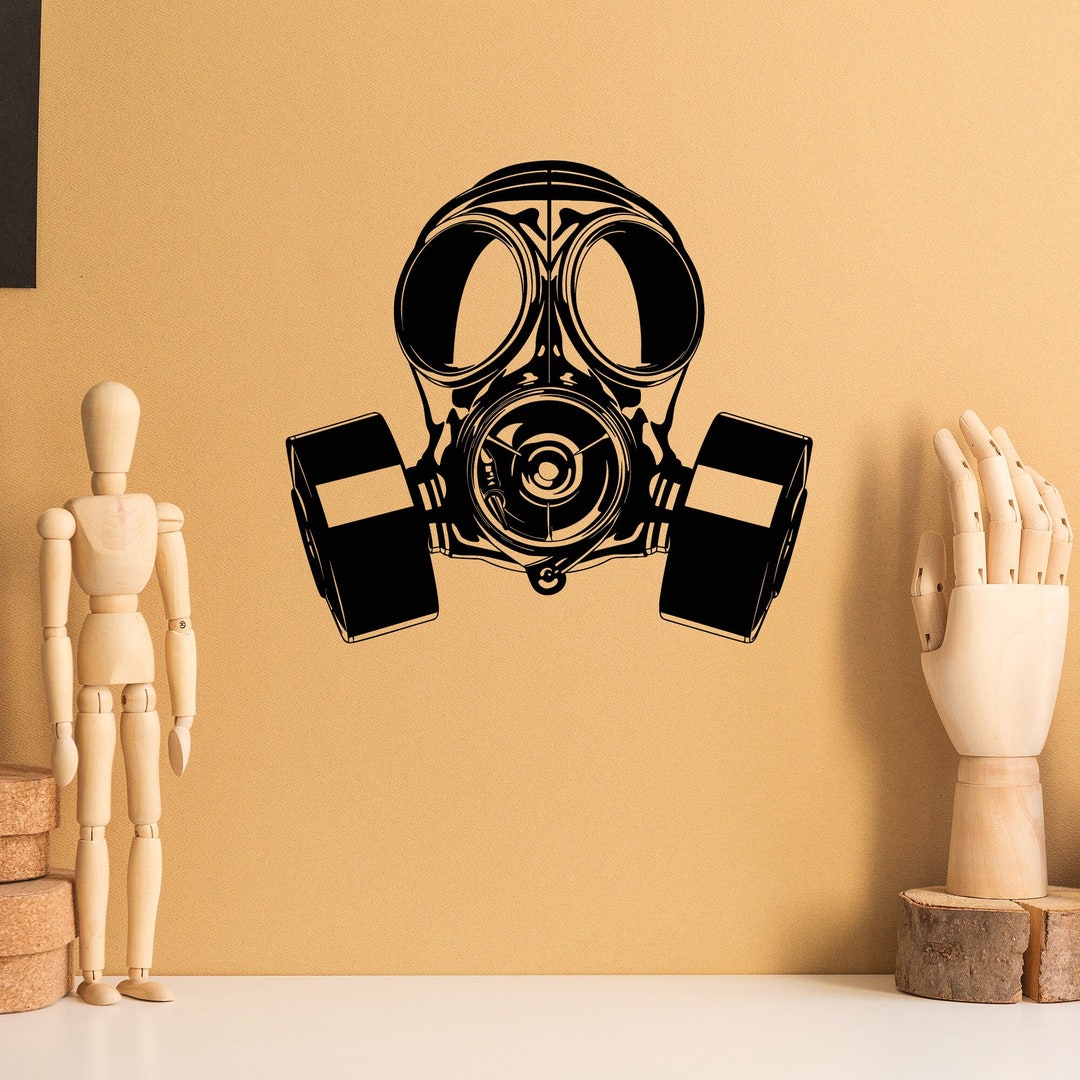 Respirator Vinyl Wall Decal Biohazard Skull Gas Mask Military Decor ...