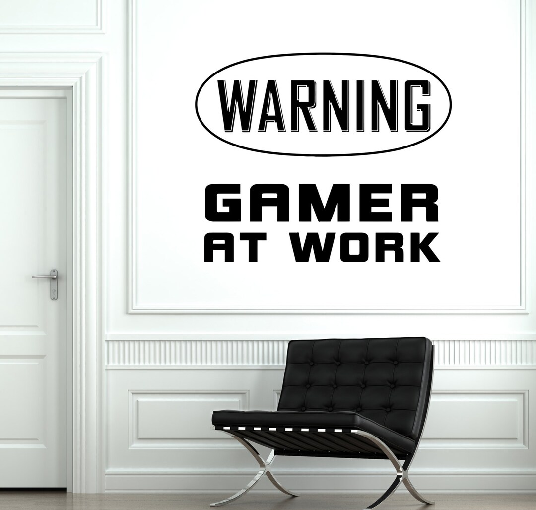 Wall Decal Gaming Warning Gamer at Work Sign Vinyl Decal Sticker 1804dz ...