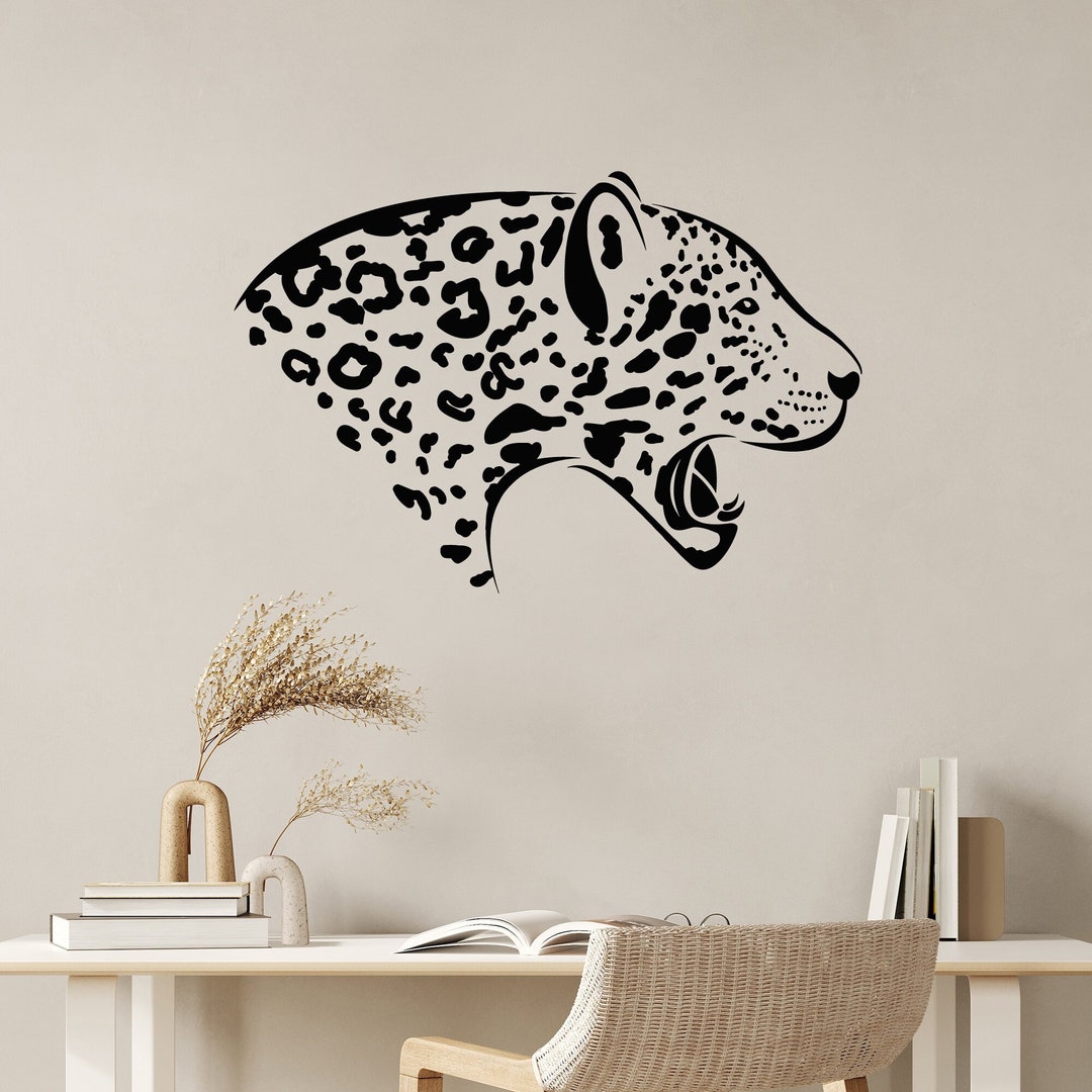 Leopard Vinyl Wall Decal Jaguar Big Cat Head Predator Wild Animal ...
