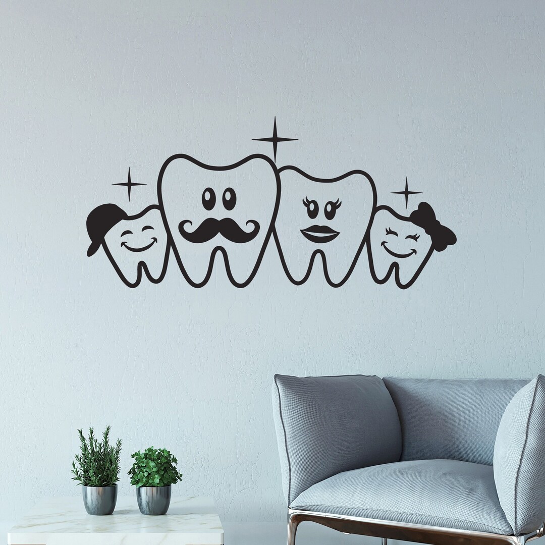 Teeth Vinyl Wall Decal Dental Office Dentist Dental Doctor Stickers ...