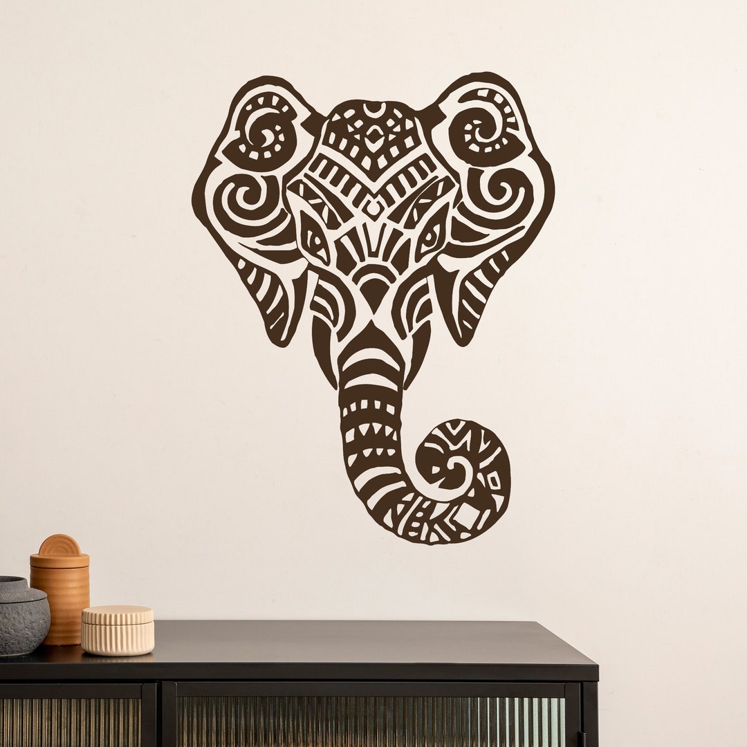 African Elephant Wall Vinyl Decal Animals Ethnic Style Pattern Jungle ...