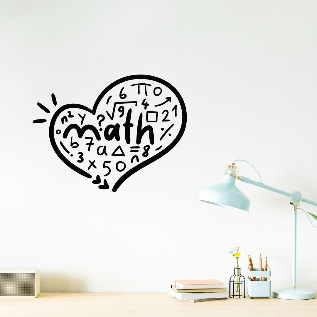 Math Vinyl Wall Decal Drawing Heart Shape Symbols School Stickers Mural ...