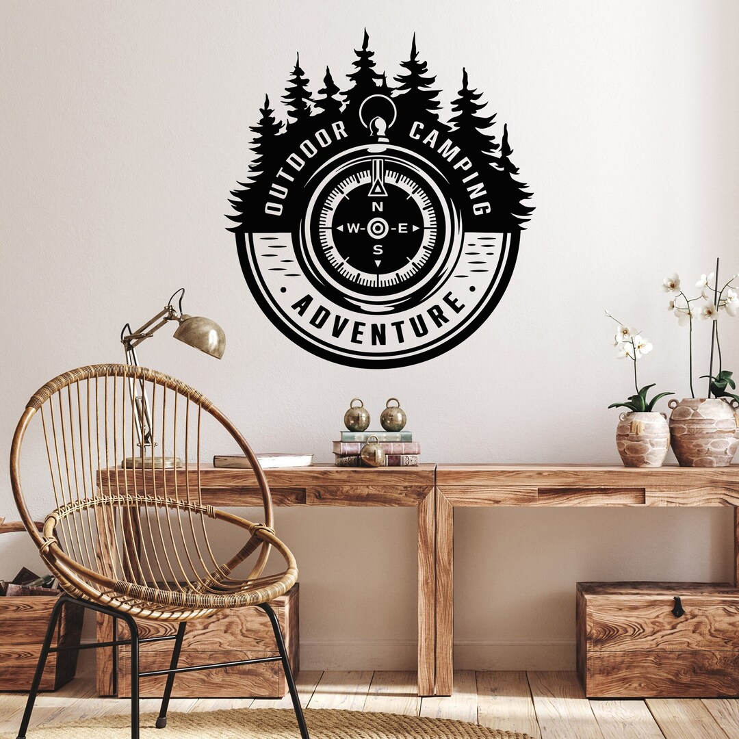Adventure Vinyl Wall Decal Outdoor Camping Camp Nature Trees Forest ...