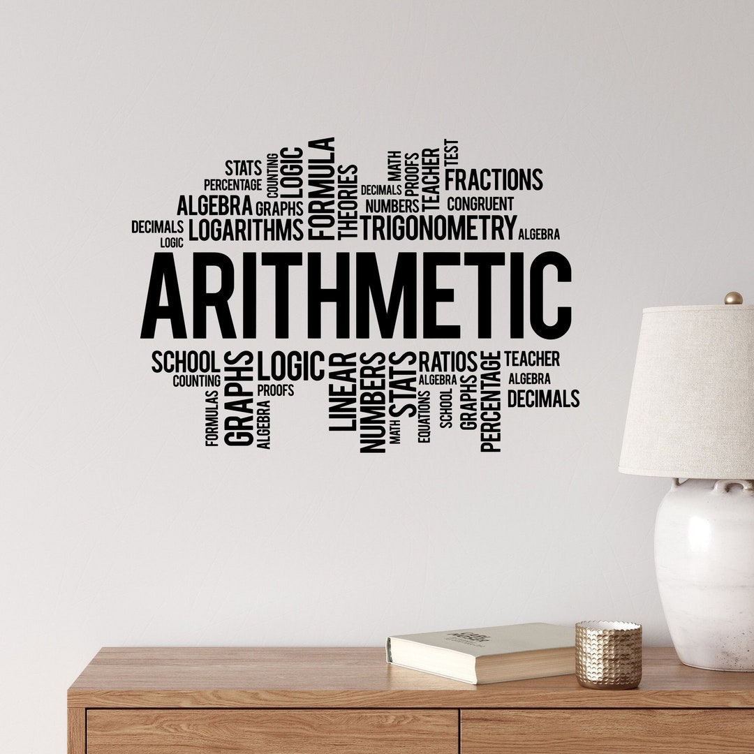 Arithmetic Vinyl Wall Decal Math Words Mathematic Classroom Decoration ...
