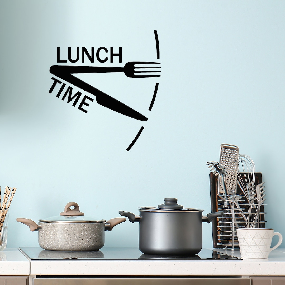 Dinner Vinyl Wall Decal Lunch Time Clock Decor for Kitchen Cafe ...
