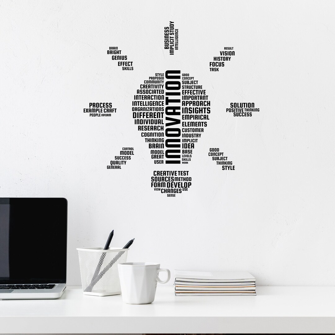 Innovation Lightbulb Vinyl Wall Decal Inspirational Words Office Room ...