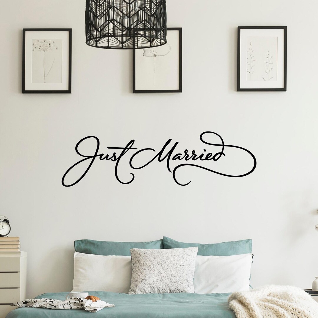 Wall Vinyl Decal Just Married Words Quote Logo Car Room Decoration ...