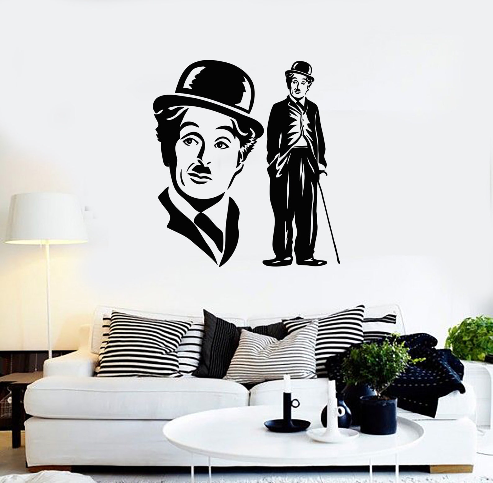 Wall Vinyl Decal Charlie Chaplin Actor Portrait Movie Production ...