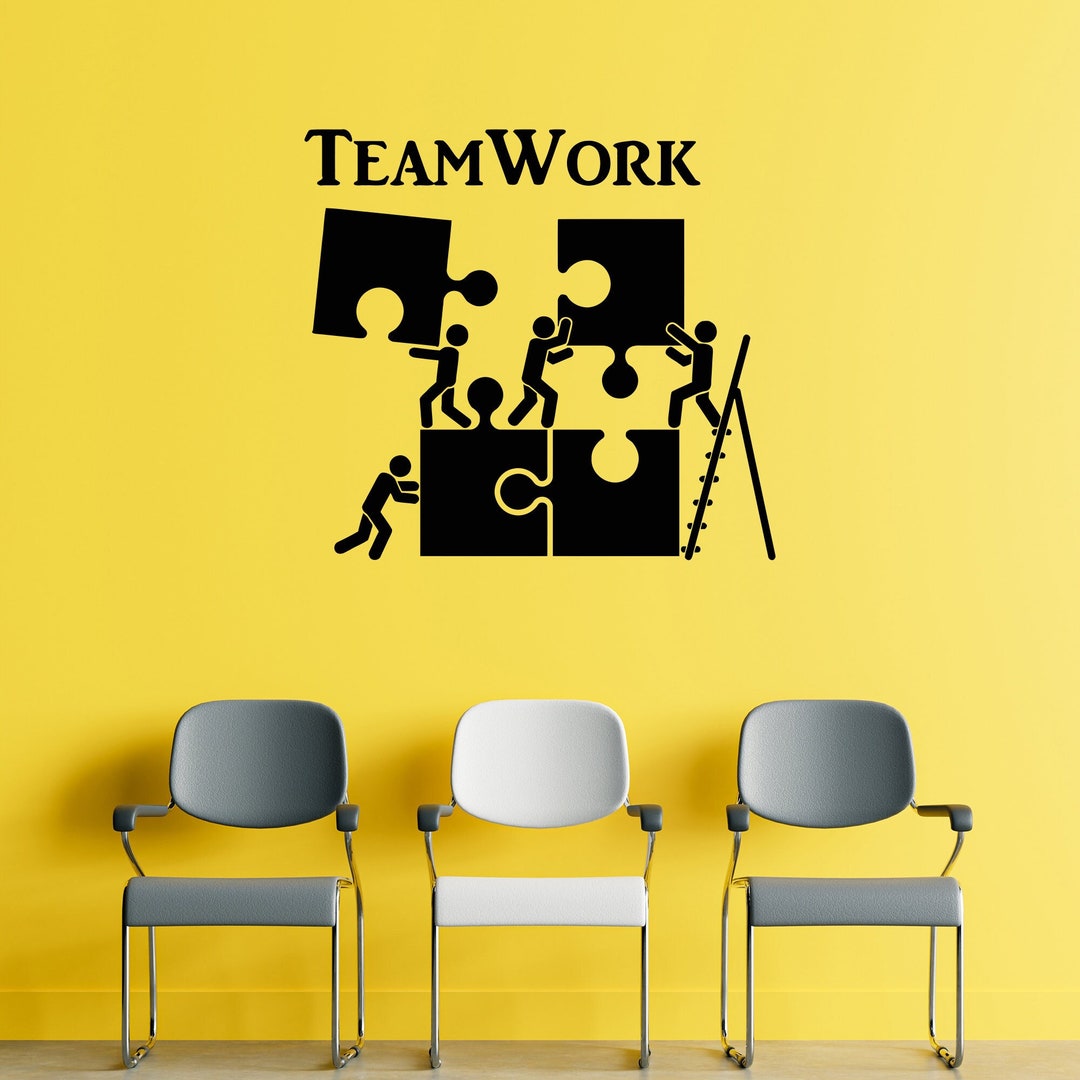 Modern Teamwork Puzzle Wall Decal - Office Decor Inspiration Workplace ...