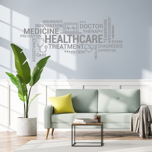 Healthcare Vinyl Wall Decal Health Wellness Words Cloud Clinic Hospital ...