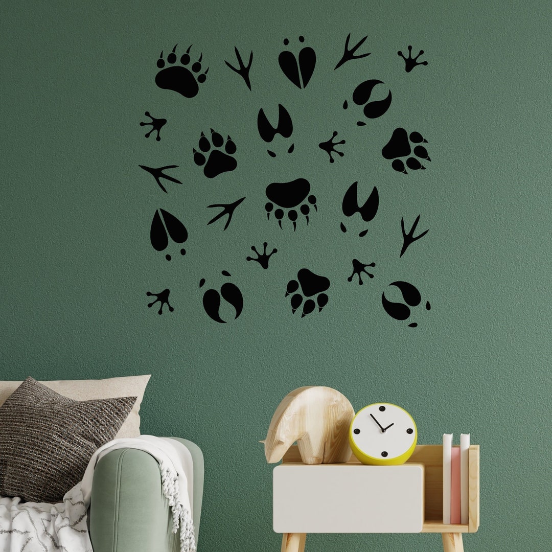 Animal Footprints Wall Vinyl Decal Forest Animals Birds Wildlife Nature ...
