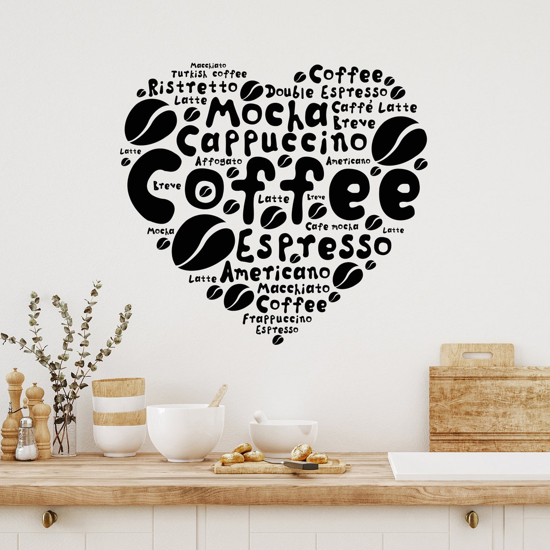 Coffee Lover's Heart Vinyl Wall Decal: Kitchen Decor (#6228di) - Etsy