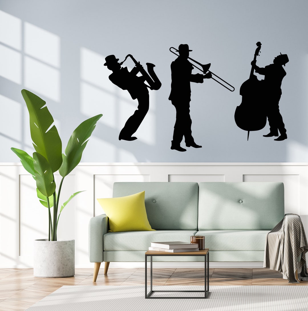 Jazz Vinyl Wall Decal Musical Instruments Music Band Musicians Concert ...