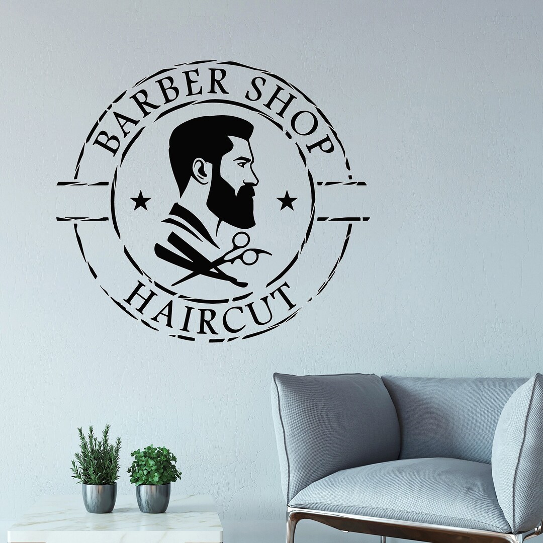 Barber Shop Vinyl Wall Decal Tools Haircut Professional Service ...