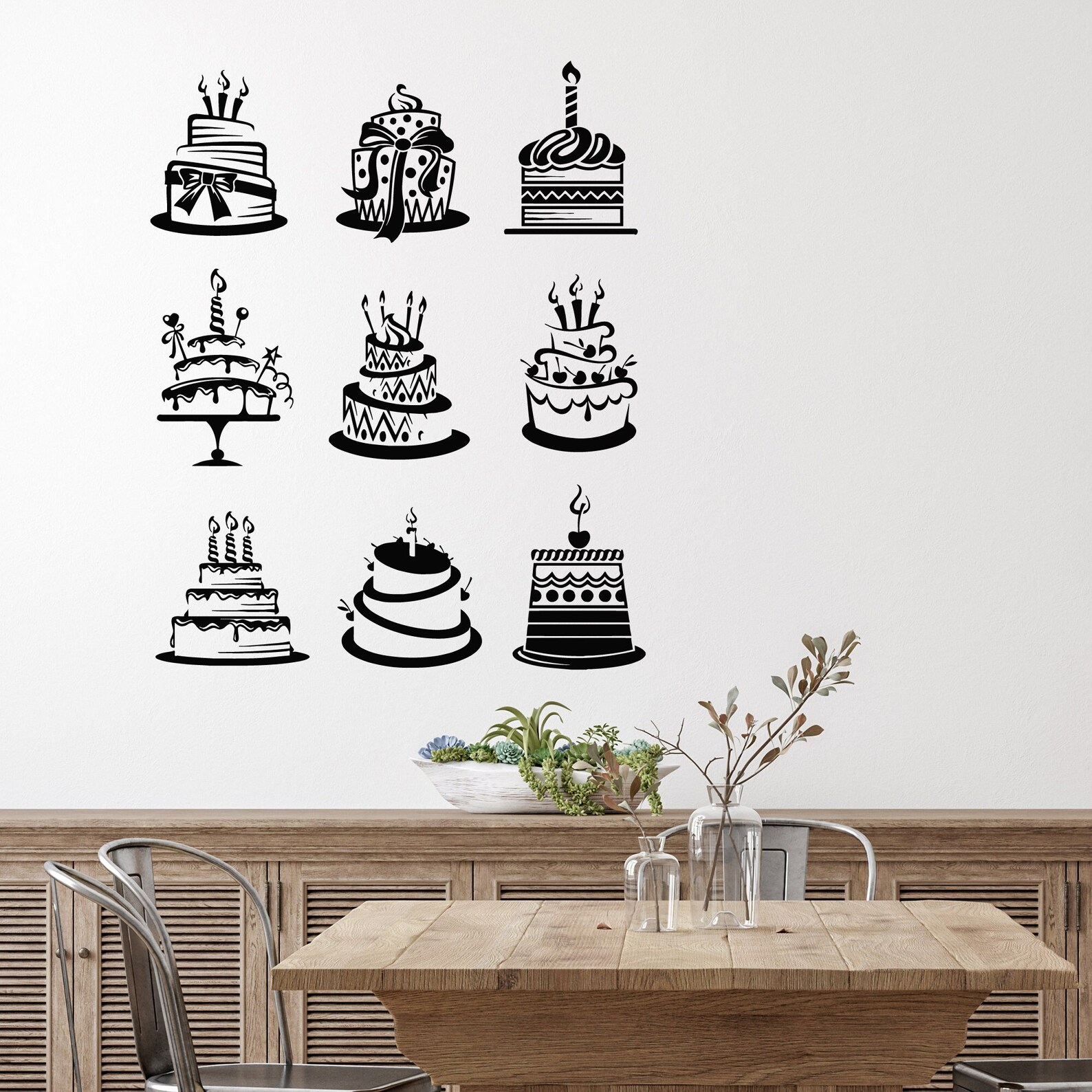 Cakes Vinyl Wall Decal Pastry Shop Confectionery Cafe Sweet Decor for ...