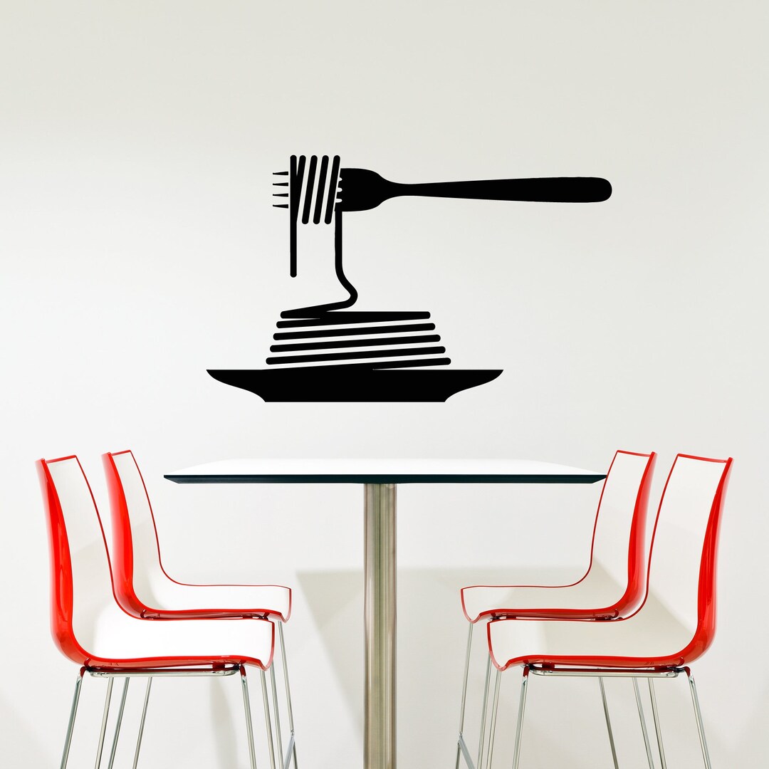 Pasta Vinyl Wall Decal Italian Restaurant Logo Spaghetti Fork Stickers ...