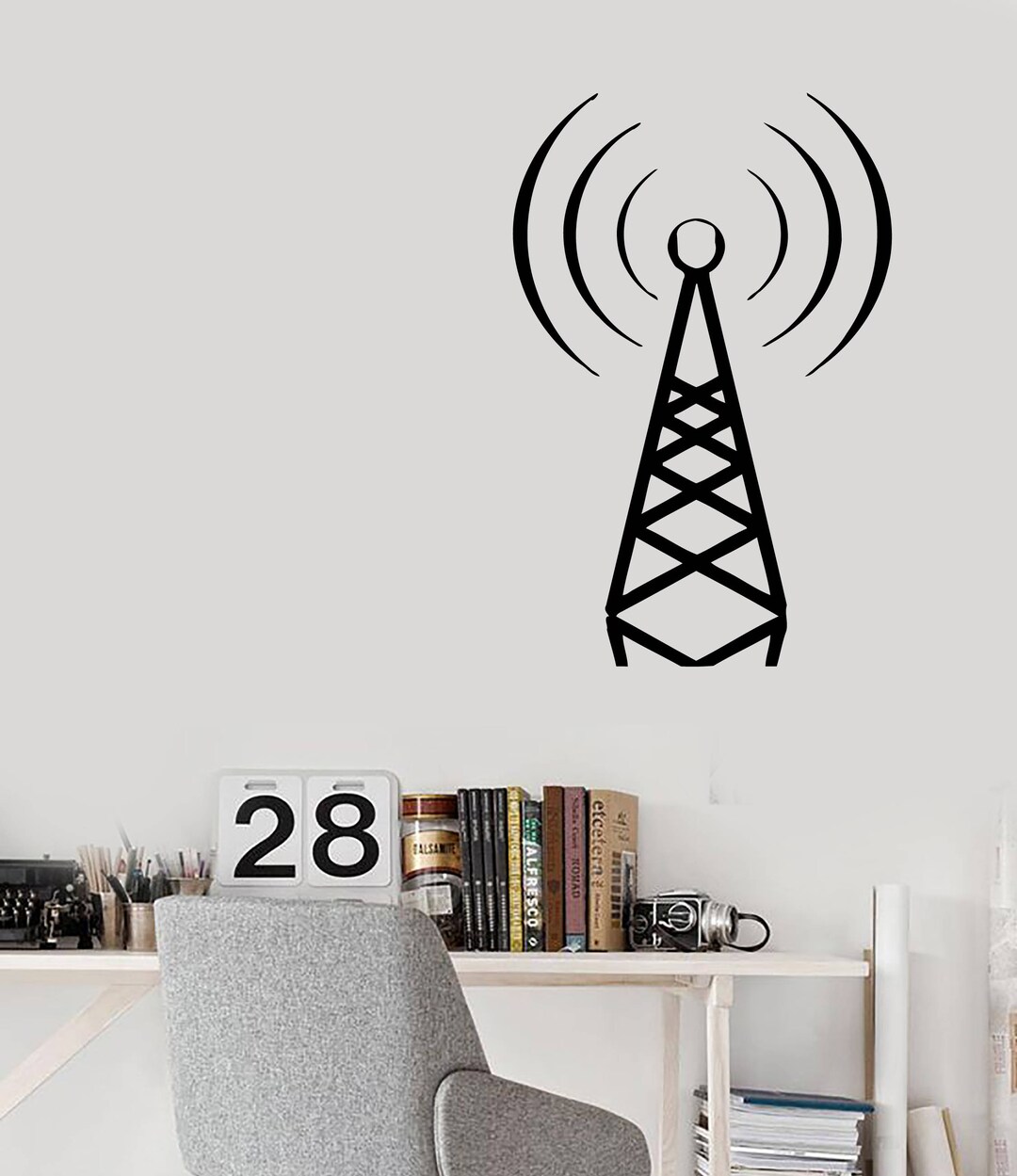 Wall Vinyl Decal Radio and Telephone Station Wave Beacon Decor Decal ...