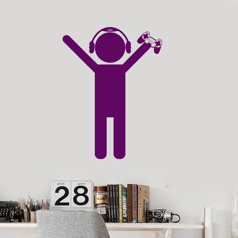 Wall Art Mural of Gamer Winning a Computer Game Play Room Decor Gaming ...
