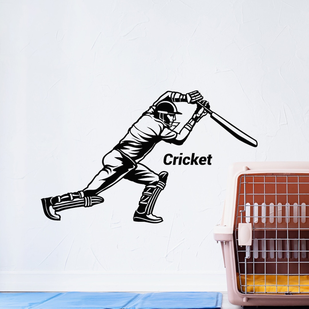 Cricket Vinyl Wall Decal Bat Game Player Sports Room Decor Stickers ...