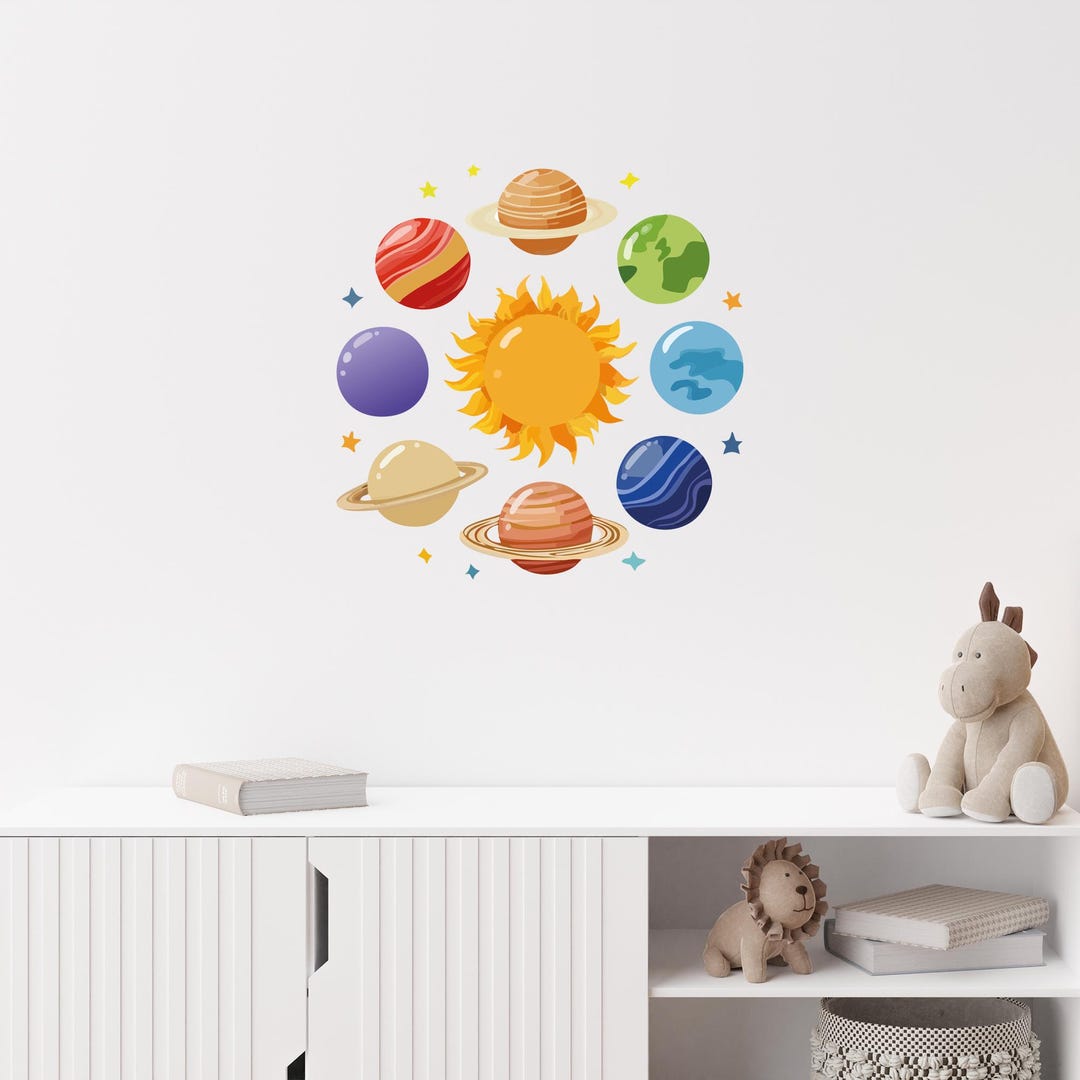 Solar System Vinyl Decal, Educational Space Wall Decor for Kids Room ...