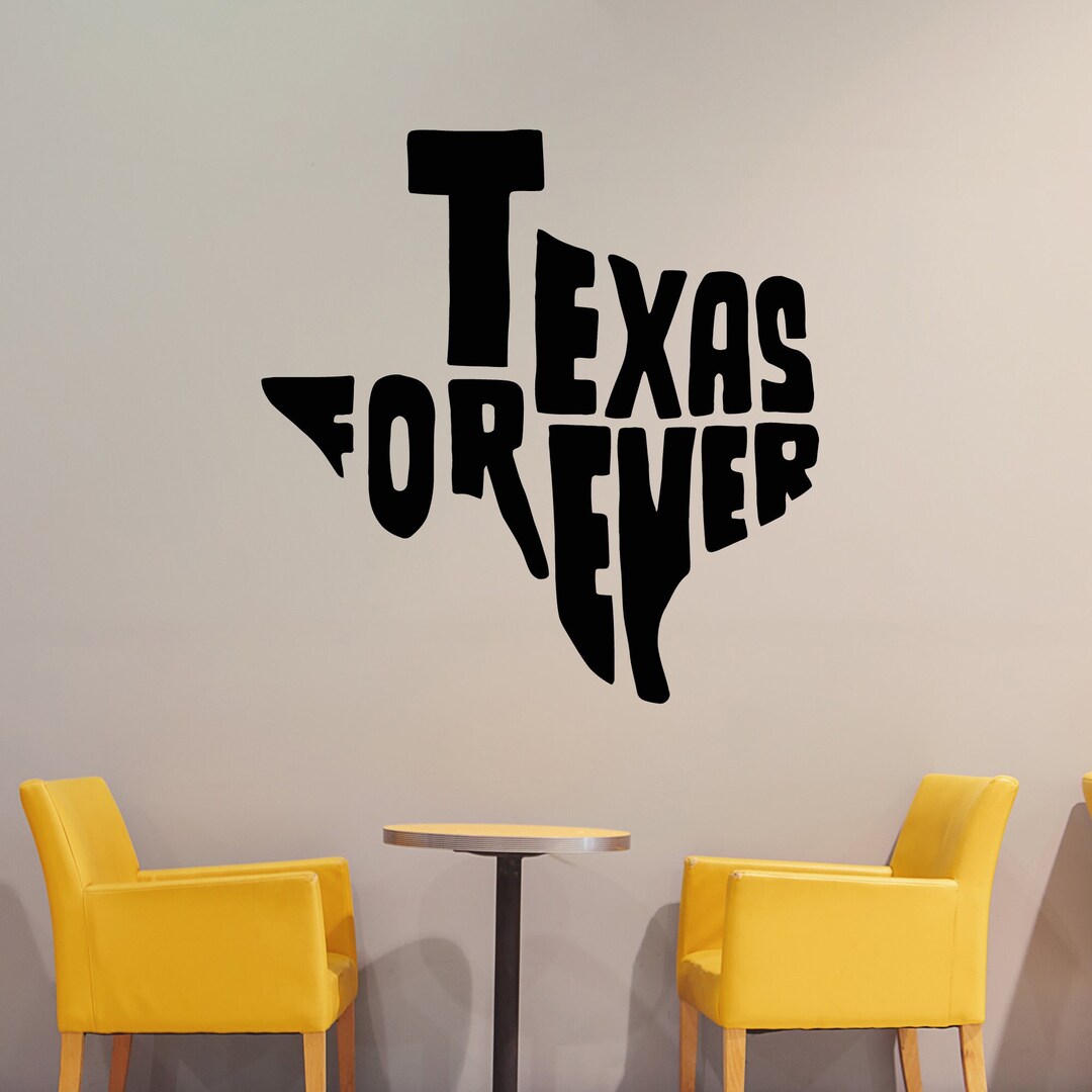 Texas Map Vinyl Wall Decal Forever Lettering Words Living Room Lone ...