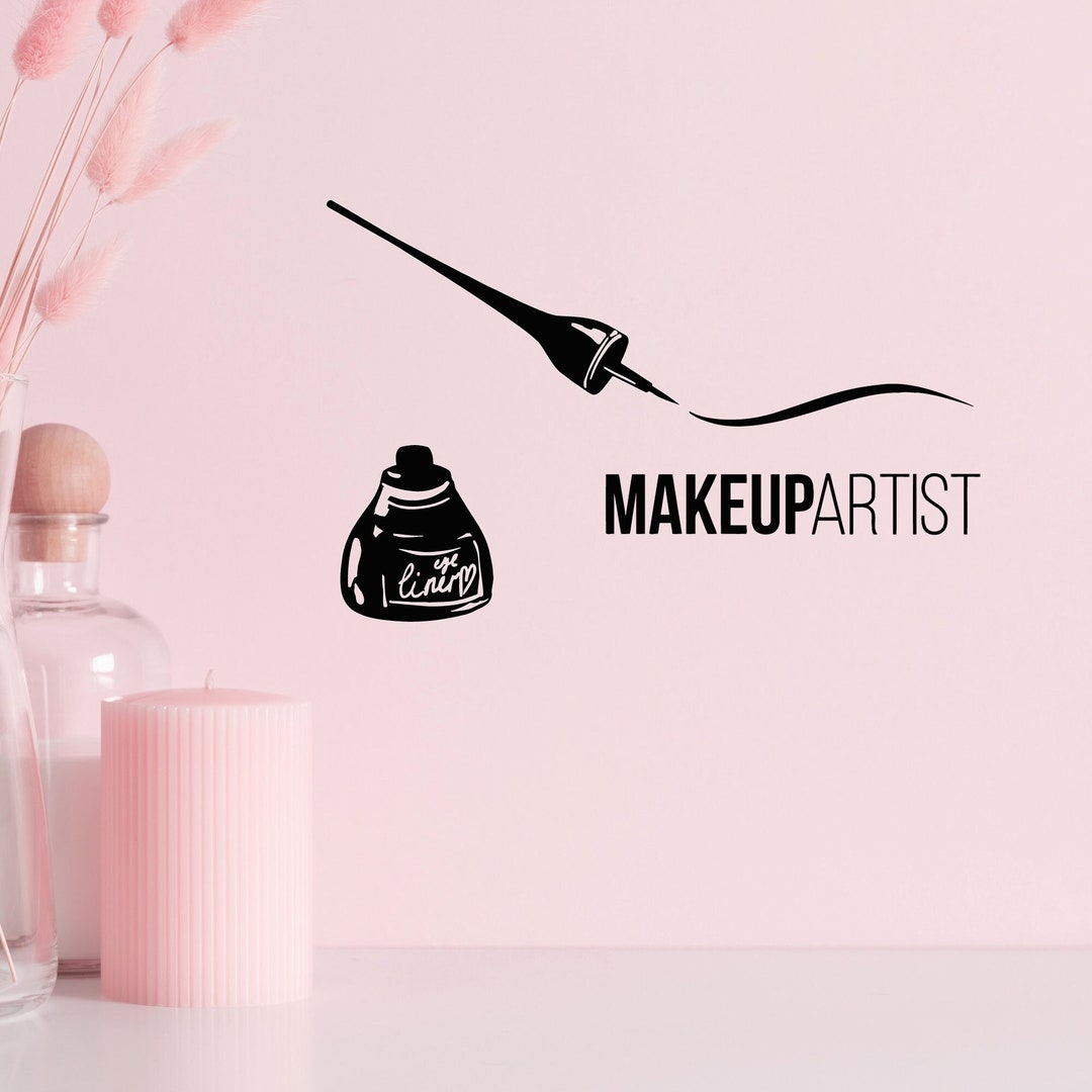 Makeup Vinyl Wall Decal Lettering Eyeliner Artist Woman Fashion ...