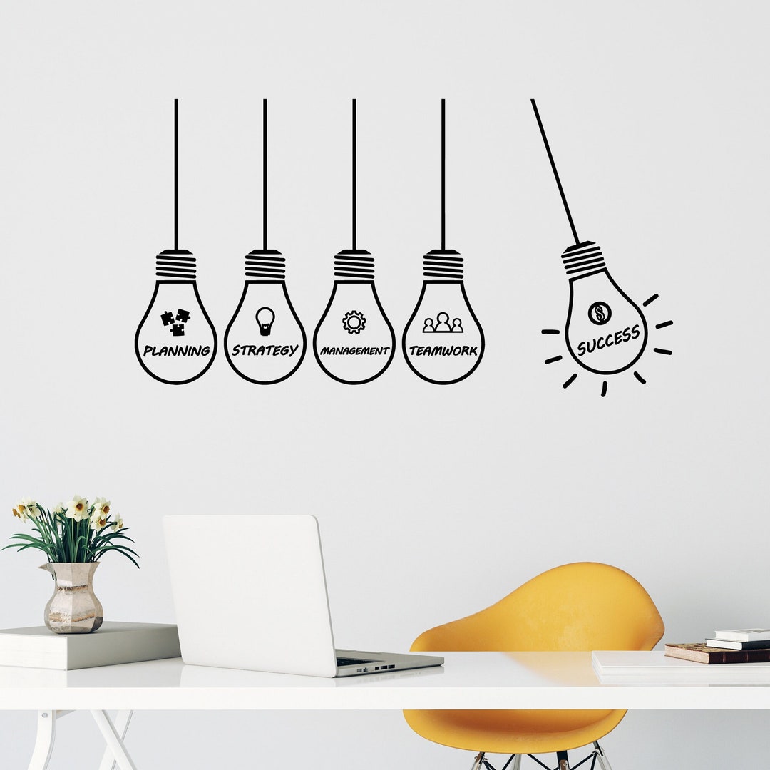 Office Vinyl Wall Decal Idea Strategy Management Succes Planning Lamp ...