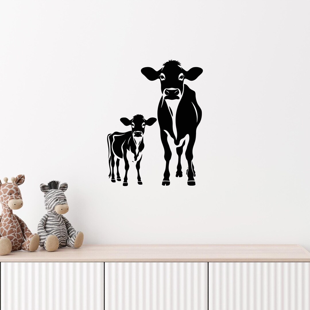 Cow and Calf Vinyl Wall Decal: Farmhouse Nursery Decor (#049dl) - Etsy