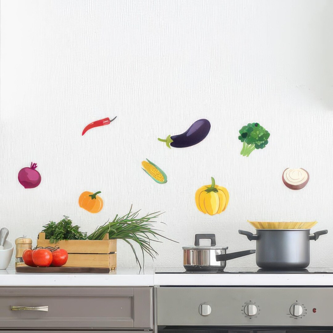 Vegetable Vinyl Decal Pattern, Fresh and Playful Kitchen Wall Decor ...