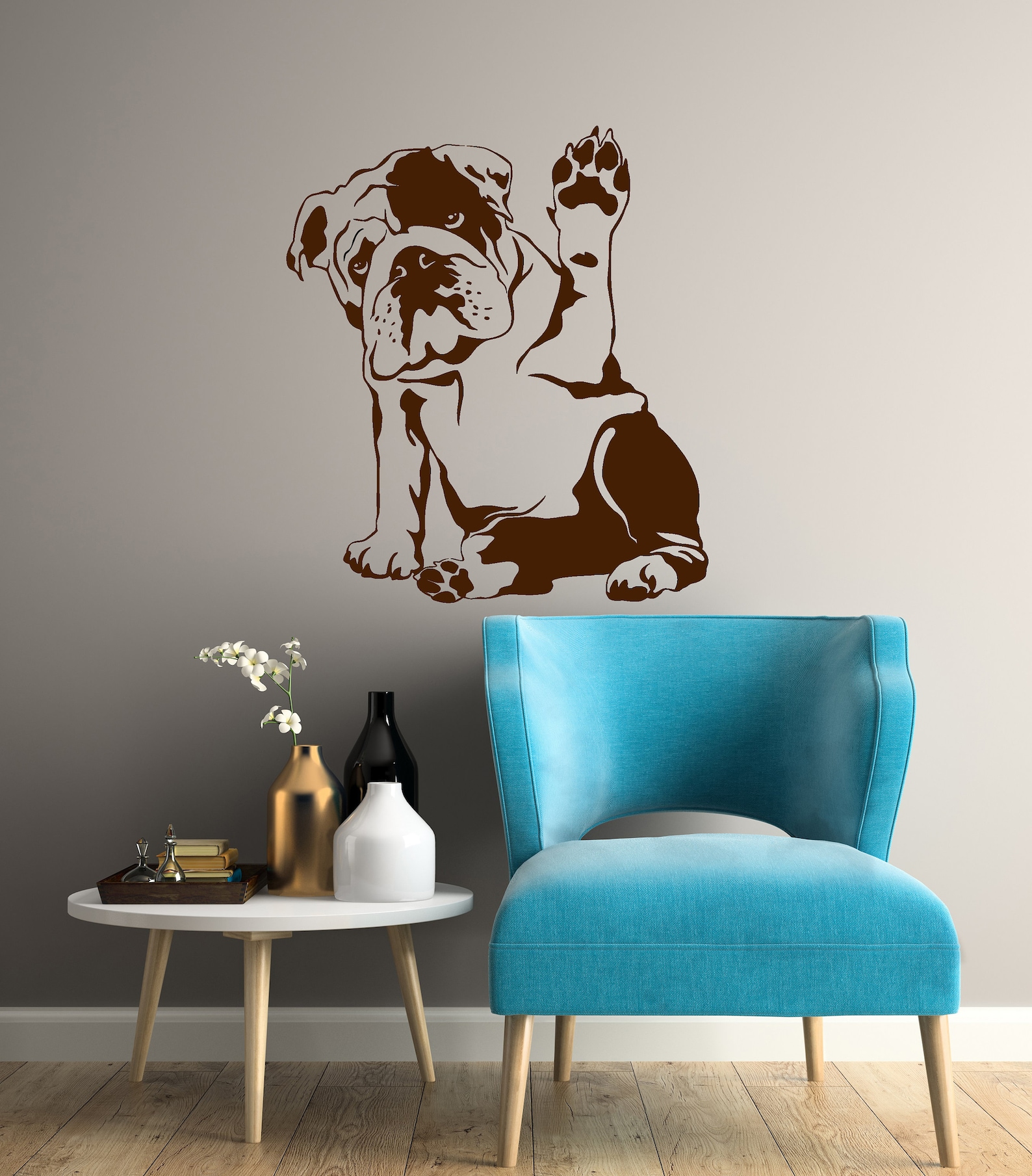 English Bulldog Wall Decal, Dog Art Sticker, Puppy Wall Decor, Bulldog ...