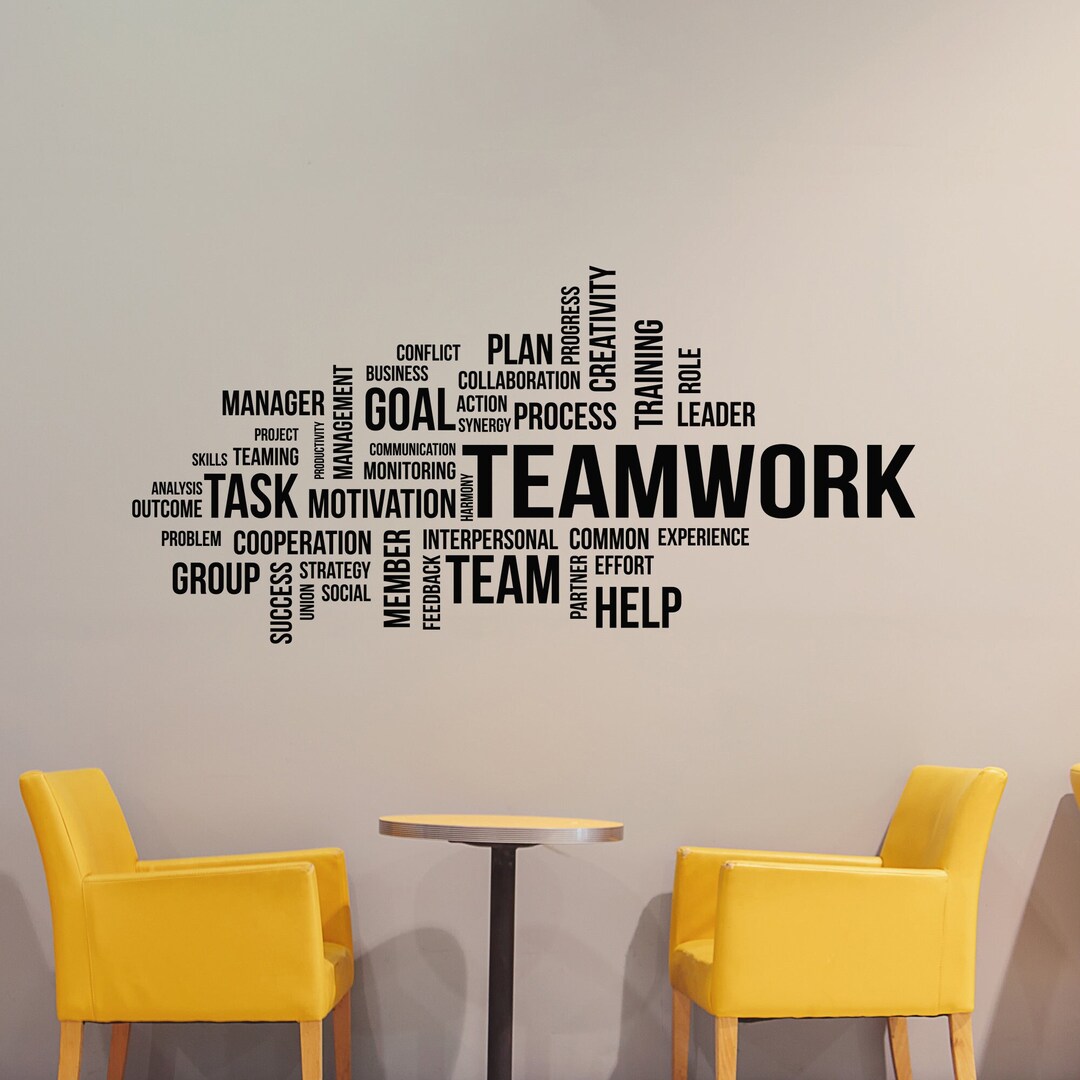 Teamwork Words Vinyl Wall Decal - Positive Inspirational Office Decor ...