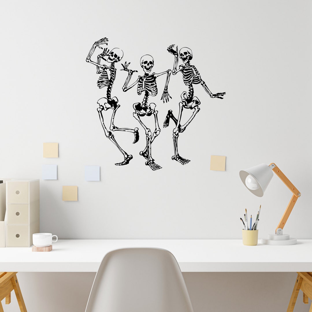 Dancing Skeletons Vinyl Wall Decal Halloween Funny Horror Room Home ...