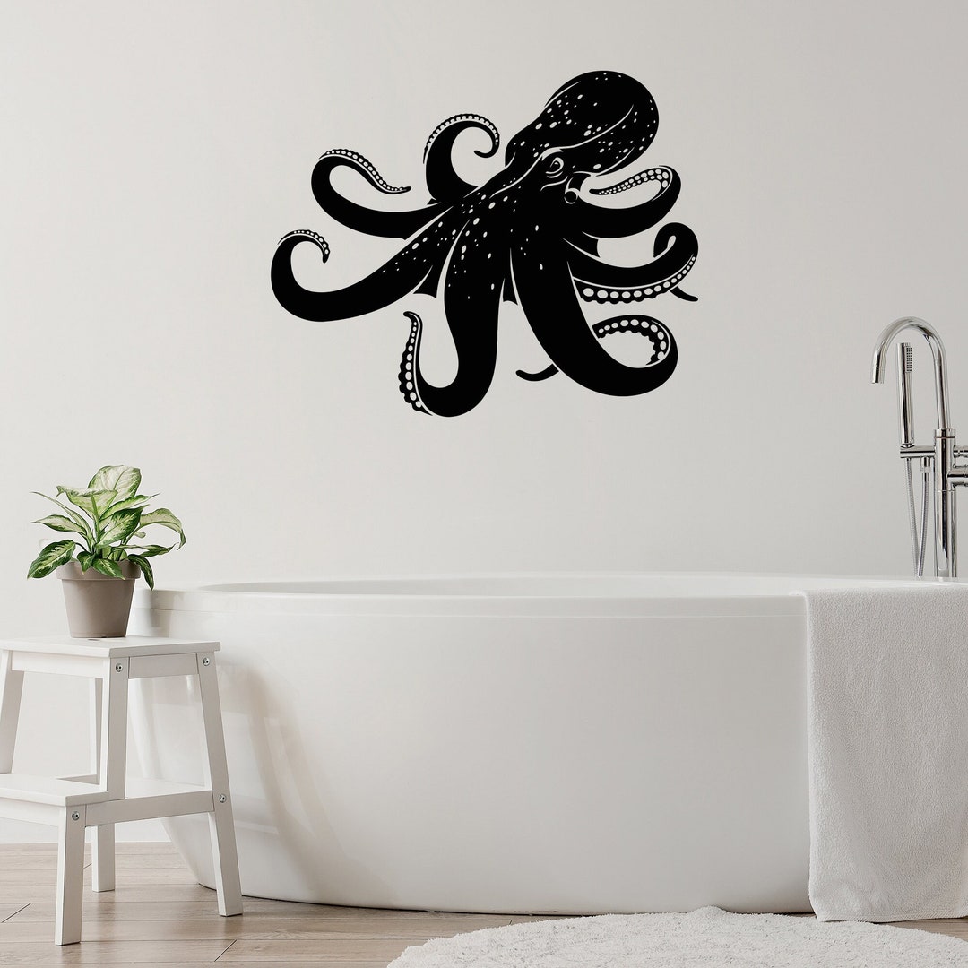 Octopus Wall Vinyl Decal Nautical Marine Style Sea Ocean Kraken Monster ...