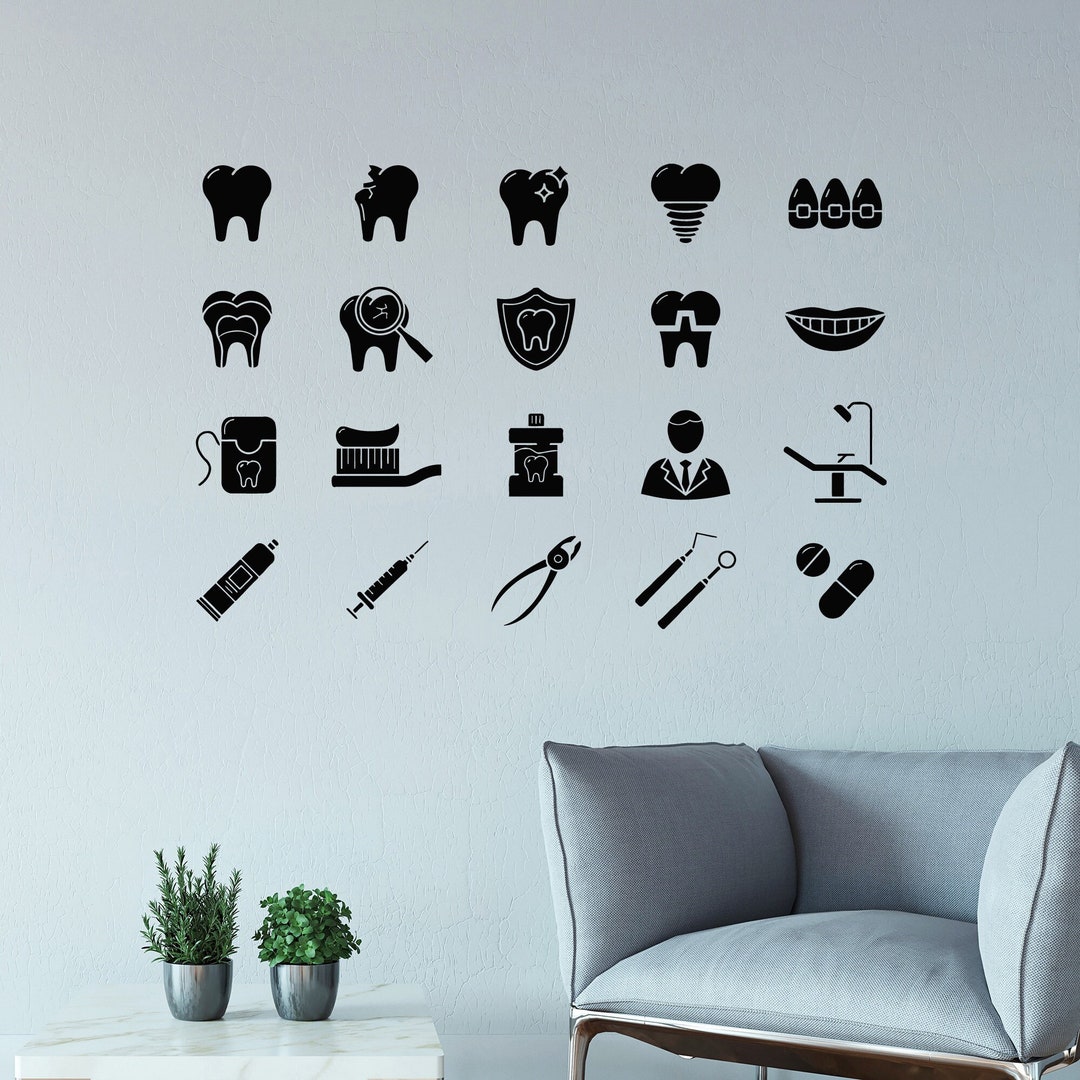 Tooth Vinyl Wall Decal Dentist Tools Dentistry Dental Clinic Logo ...