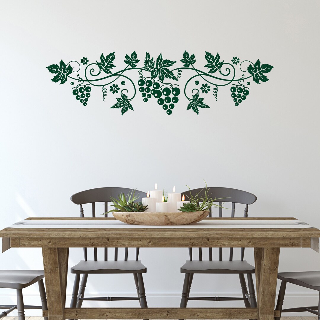 Grape Wall Vinyl Decal Grapevine Branch Leaves Nature Garden Dining ...