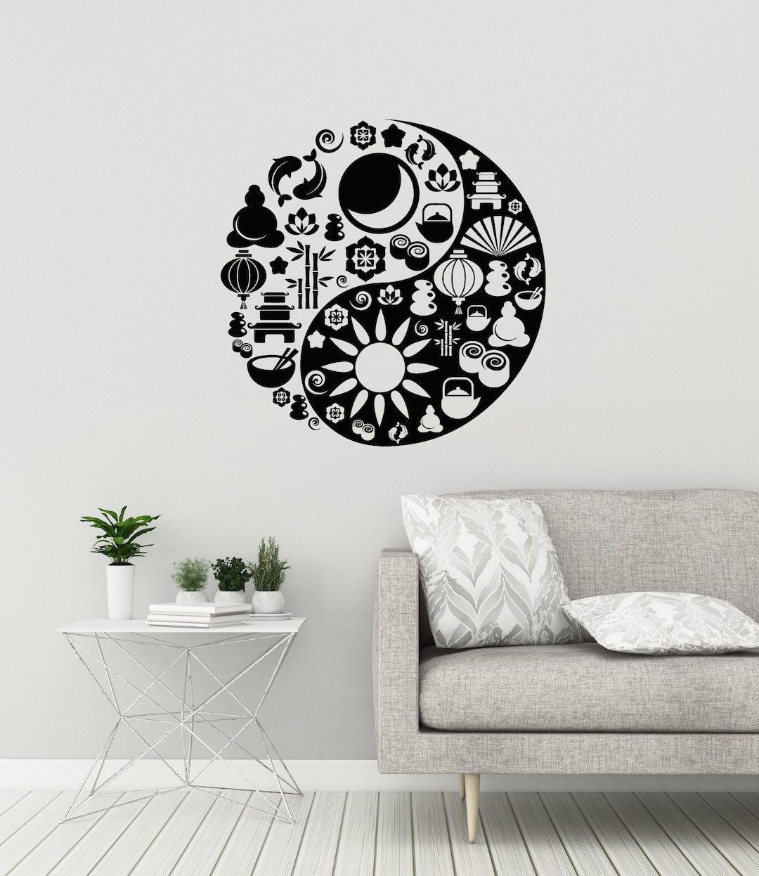 Yin Yang Vinyl Wall Decal Zen Yoga Meditation Room Buddhism Stickers ...