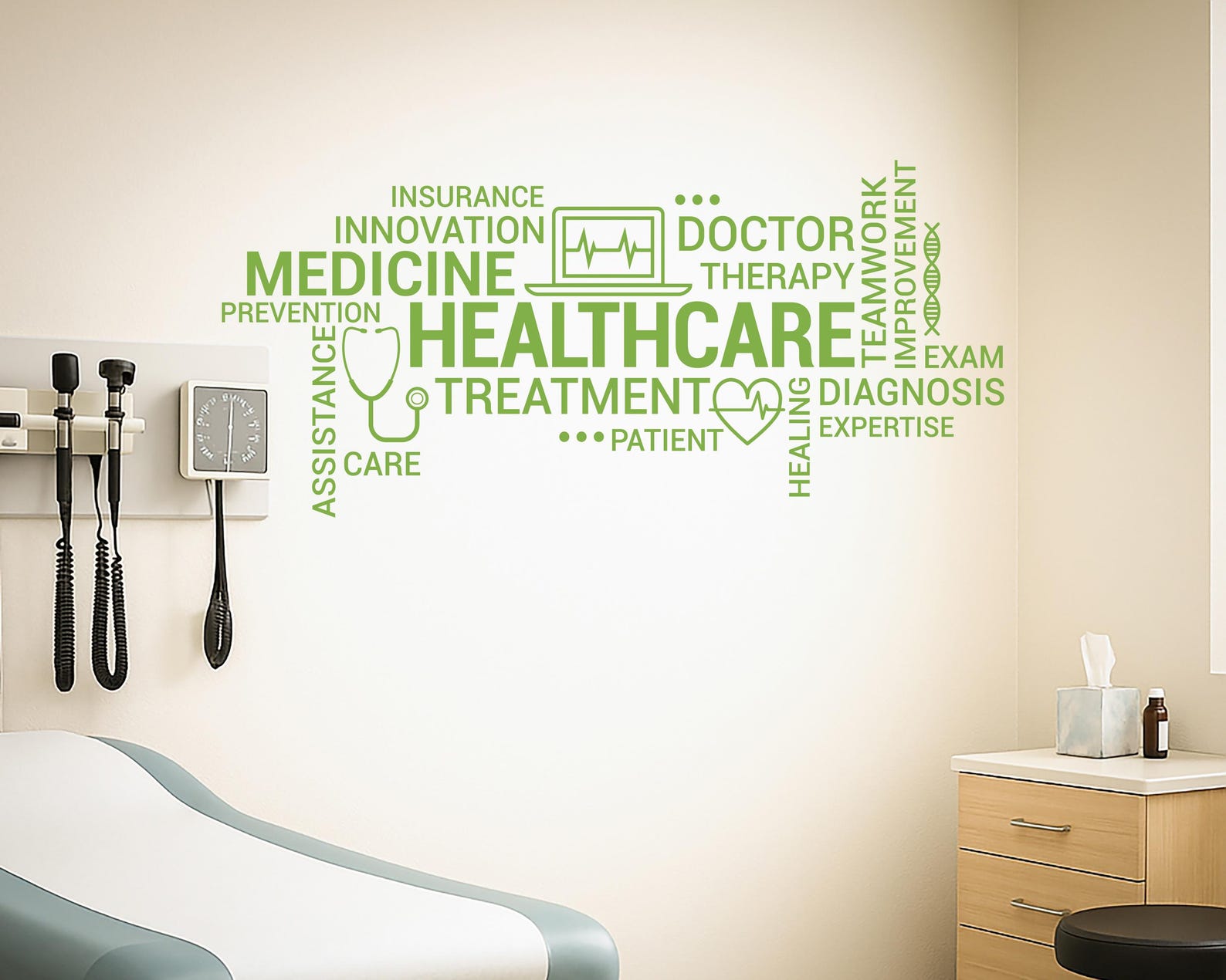 Healthcare Vinyl Wall Decal Health Wellness Words Cloud Clinic Hospital ...