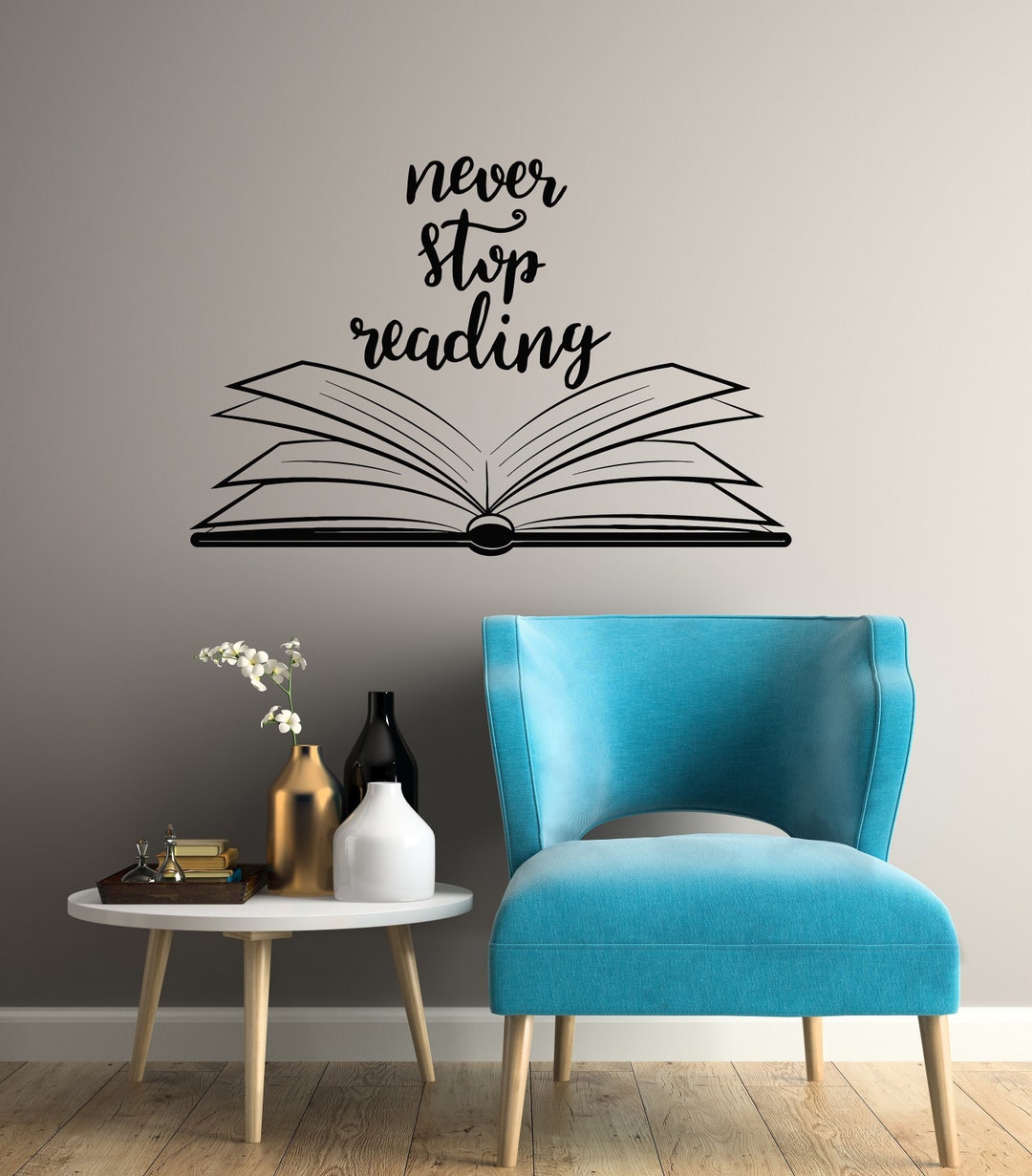 Open Book Vinyl Wall Decal Home Library School Classroom Quote Reader ...