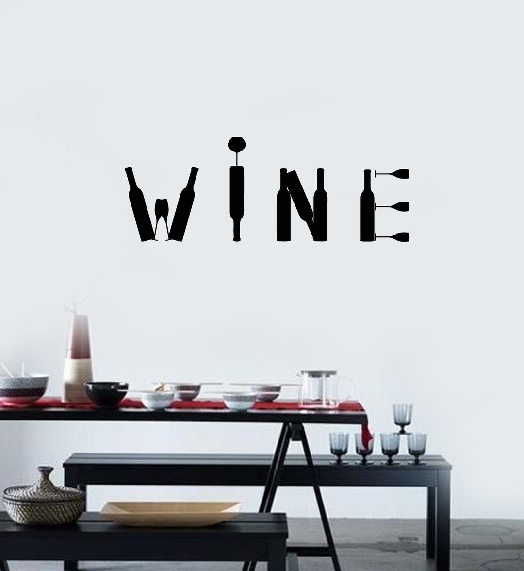 Wine Vinyl Wall Decal Bottles Bar Restaurant Decor Stickers Mural ...