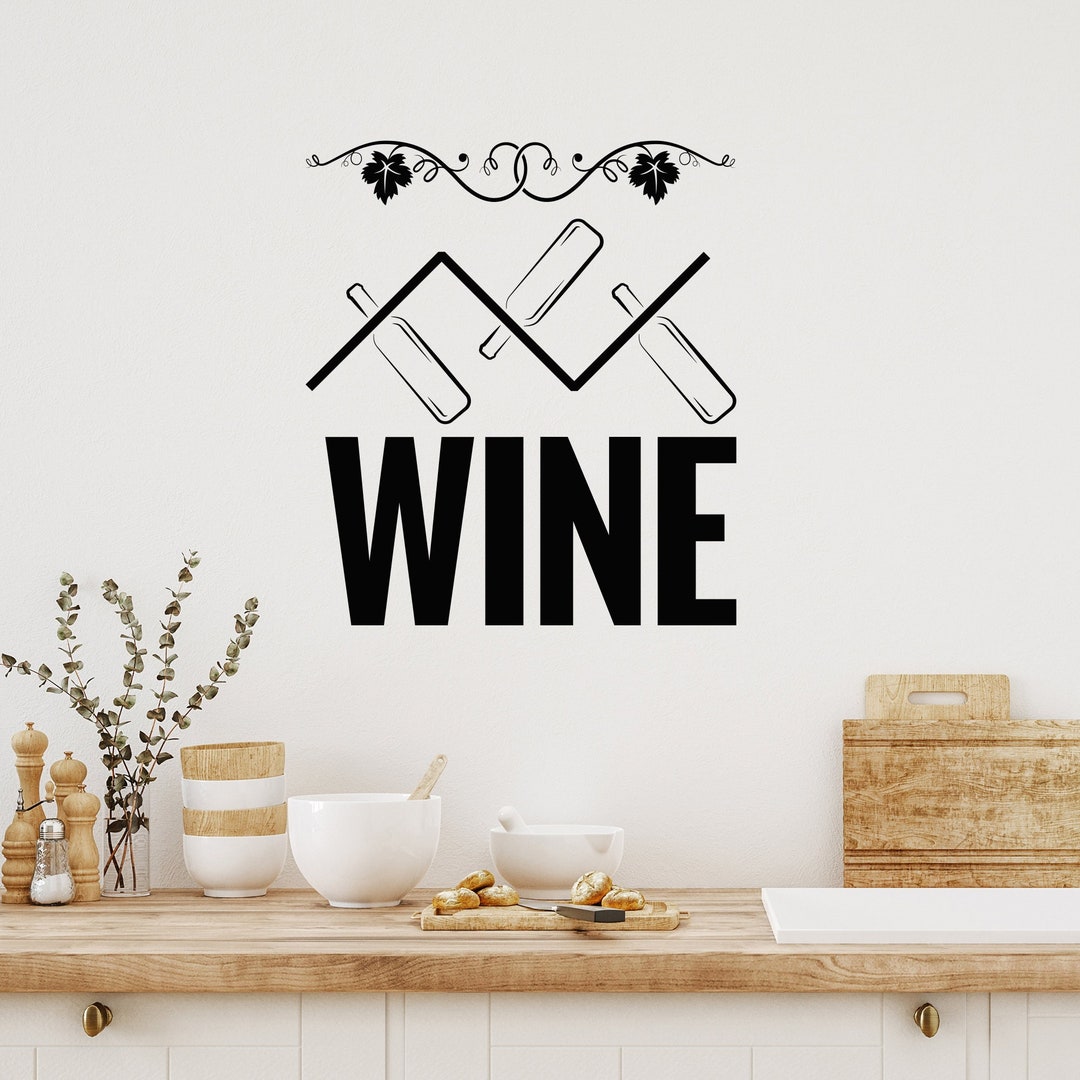 Wine Bottles and Grapes Vinyl Wall Decal - Kitchen Decor, Home Staging ...