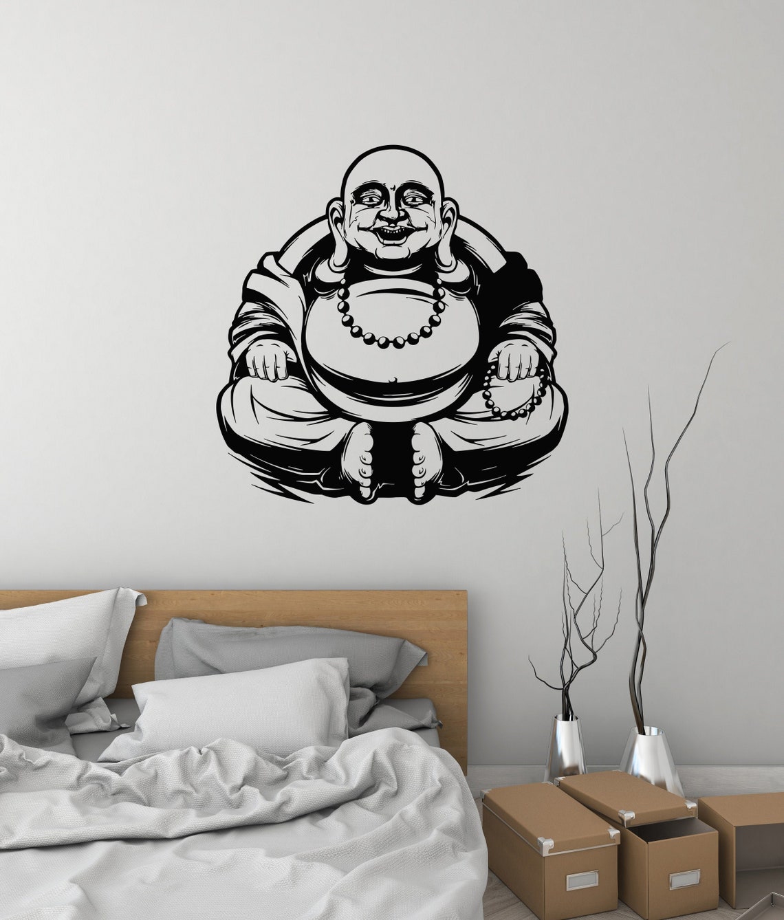 Laughing Buddha Vinyl Wall Decal Buddhism Talisman Home Room | Etsy