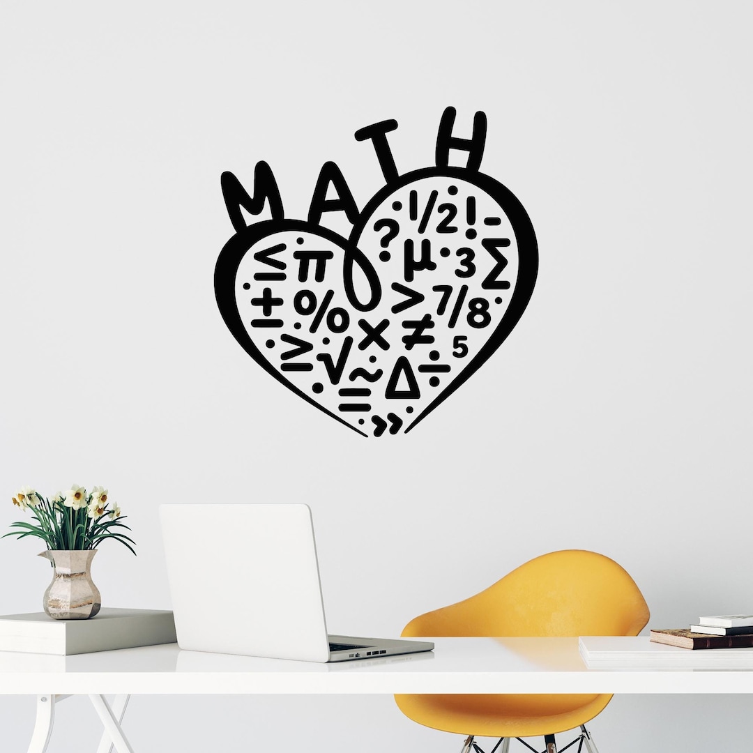 Math Vinyl Wall Decal Mathematical Heart Teacher Gift Classroom ...