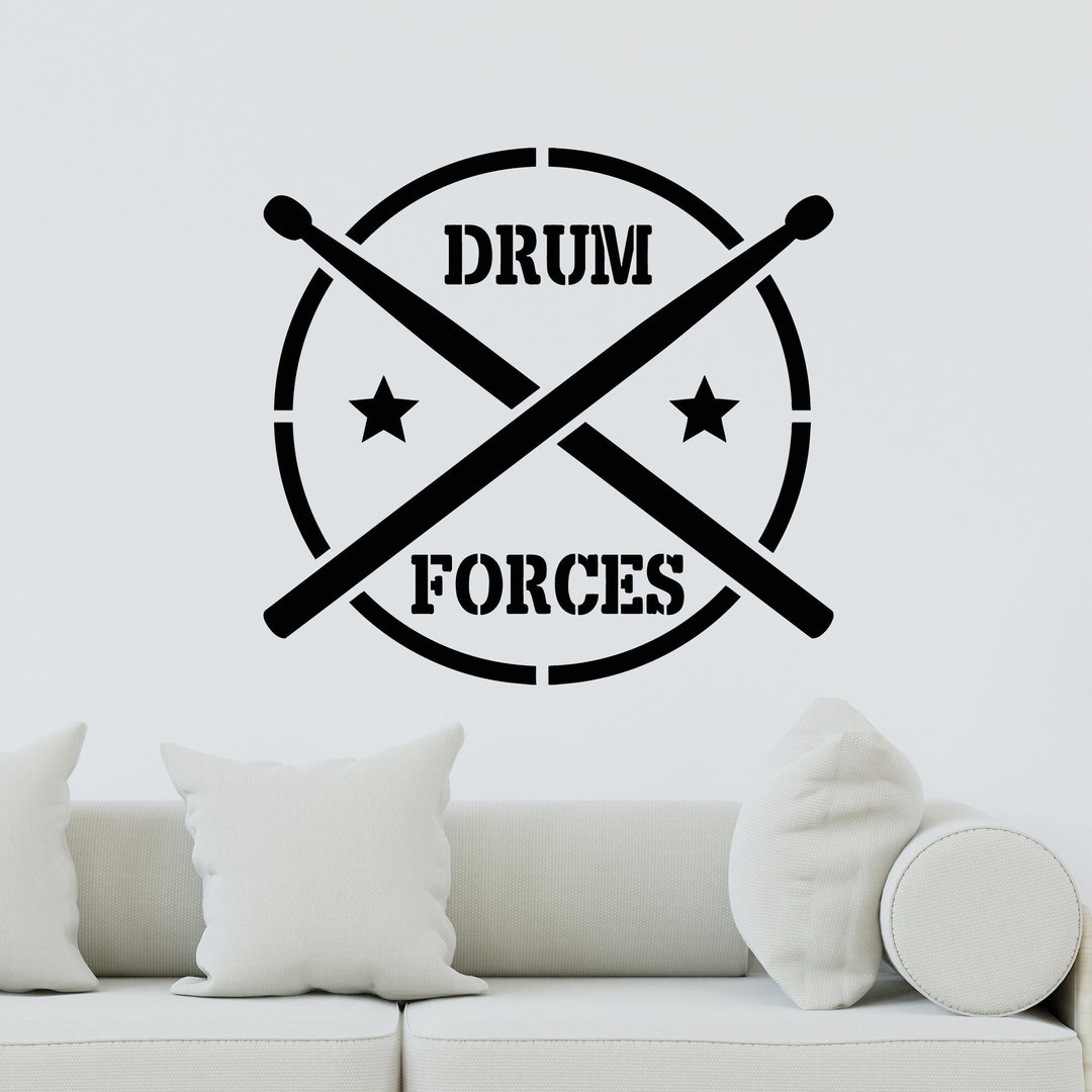 Drum Vinyl Wall Decal Words Forces Drummer Music Decor Stickers Mural ...
