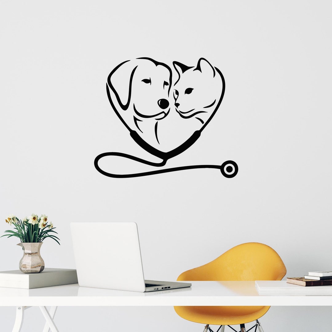 Veterinary Clinic Vinyl Wall Decal Pets Dog and Cat Vet Decor ...