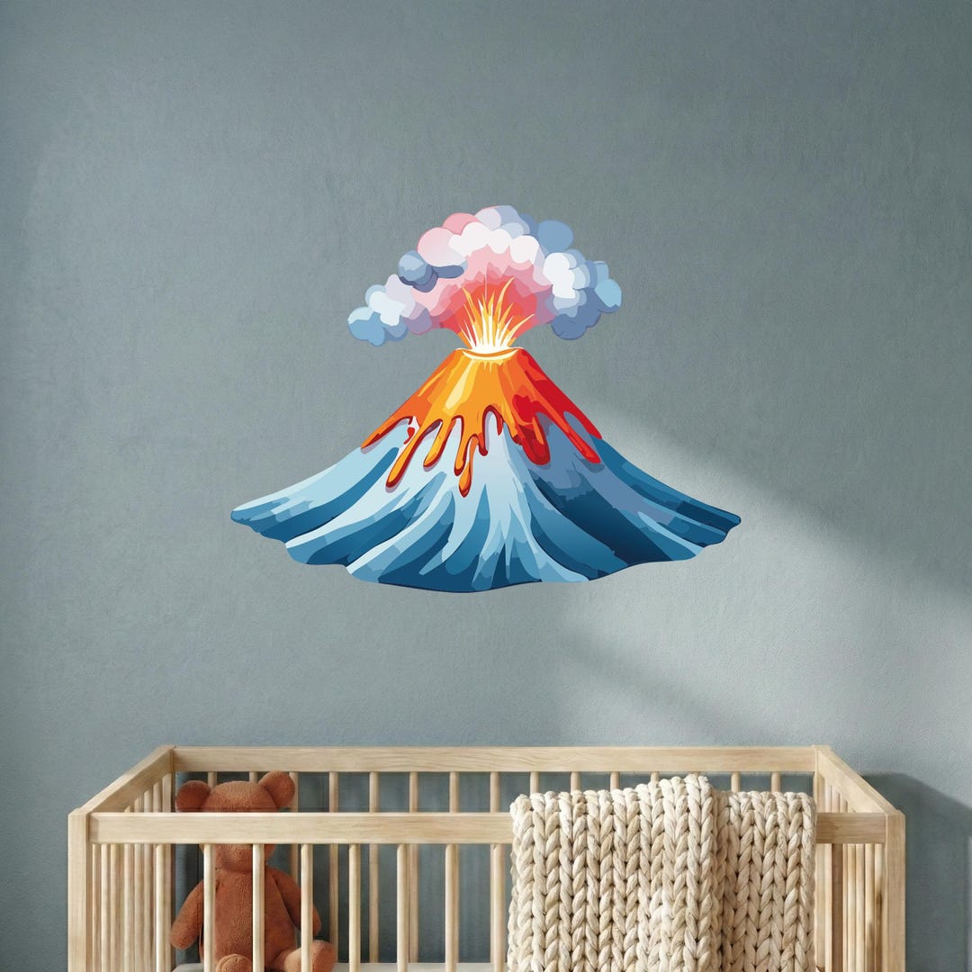 Volcano Vinyl Wall Decal, Erupting Volcano Wall Art for Nursery or Kids ...
