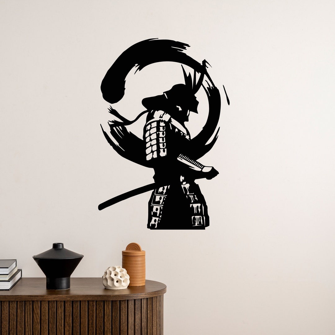 Samurai Vinyl Wall Decal Japanese Warrior Enso Zen Circle Asian Style ...