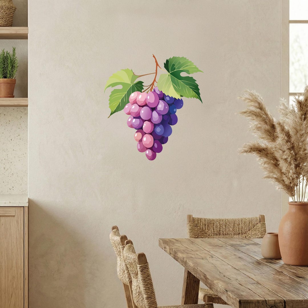 Grapes Wall Decal Vinyl, Wine Grape Wall Art for Kitchen and Dining ...