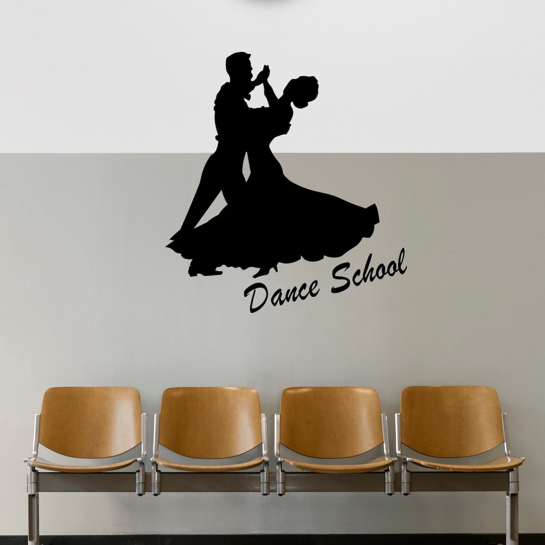 Dance School Logo Wall Vinyl Decal Dancing Couple Ballroom Dancers ...